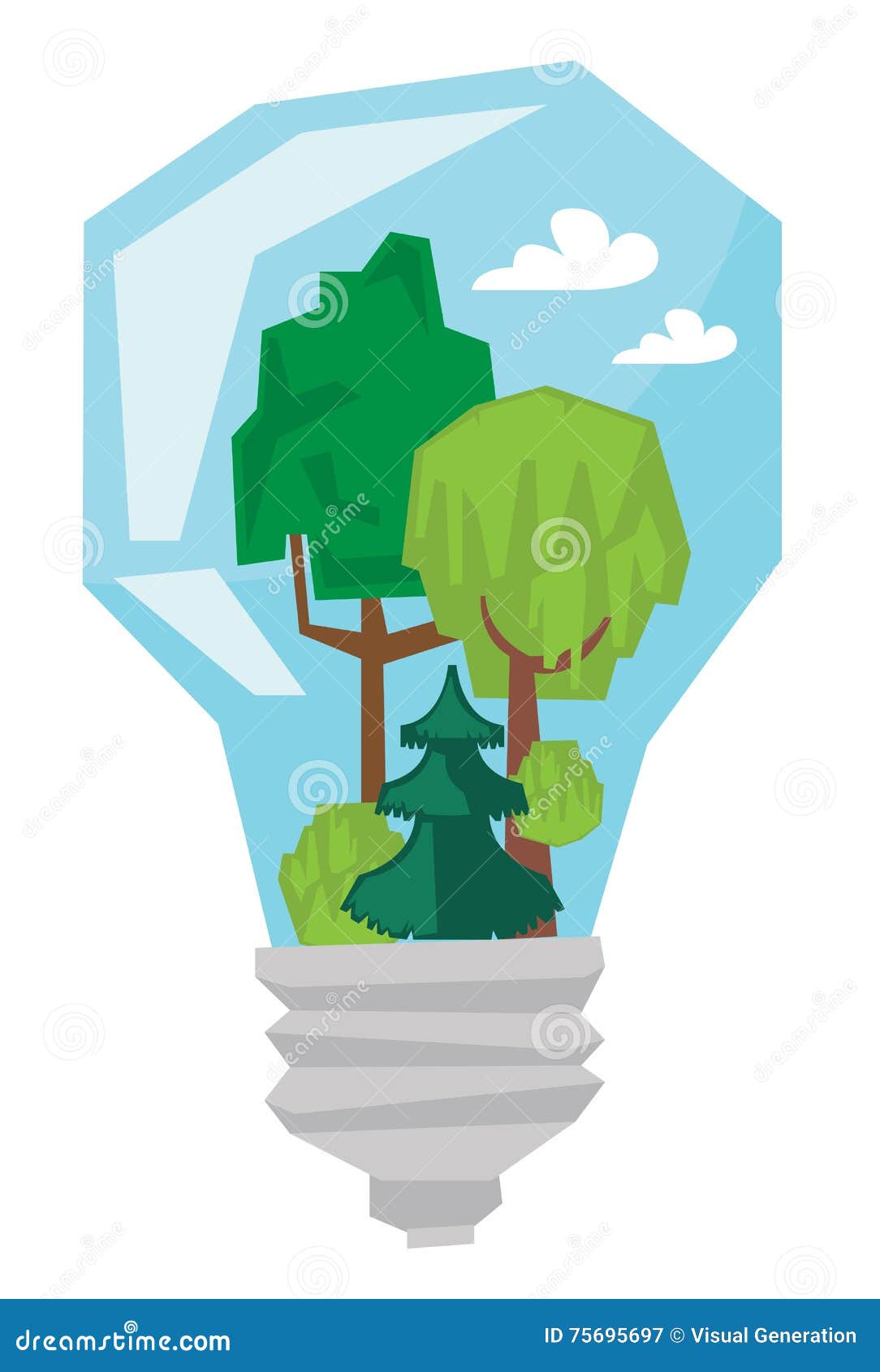 Light Bulb with Trees Inside Vector Illustration. Stock Vector ...