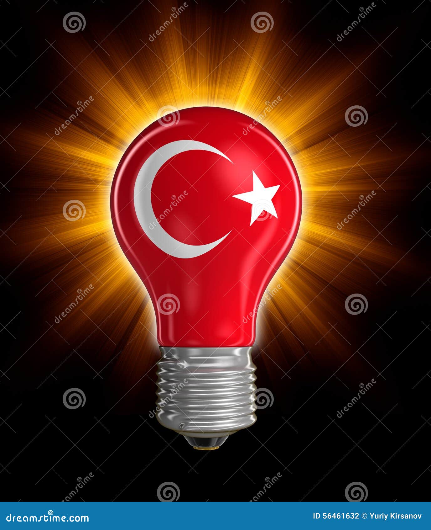 Light Bulb with Turkish Flag (clipping Path Included) Stock ...