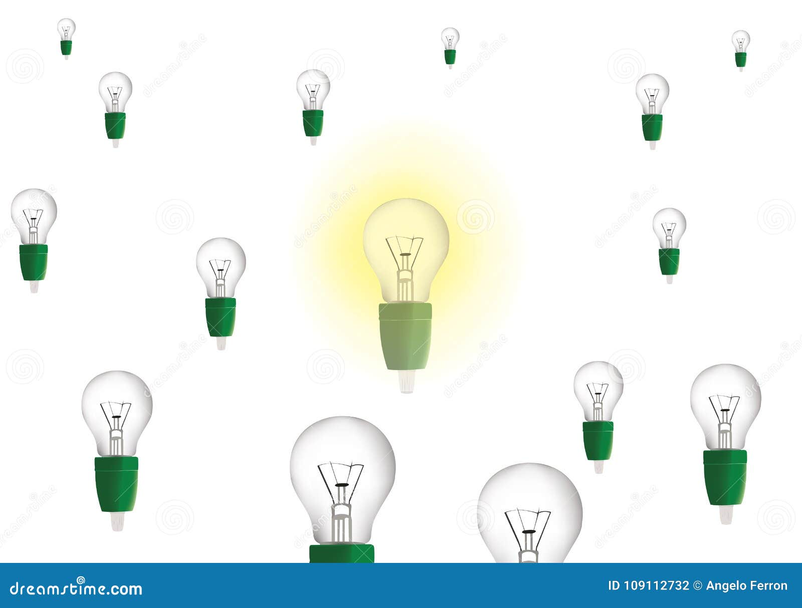 A Light Bulb Turned on Many Light Bulbs Stock Vector - Illustration of ...