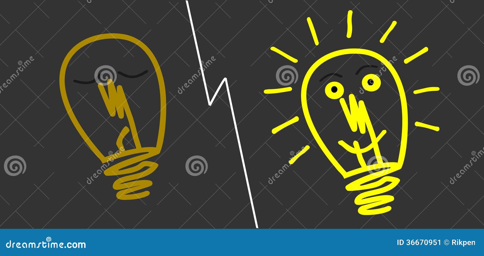 Light Bulb Turned on and Off Stock Illustration - Illustration of ...