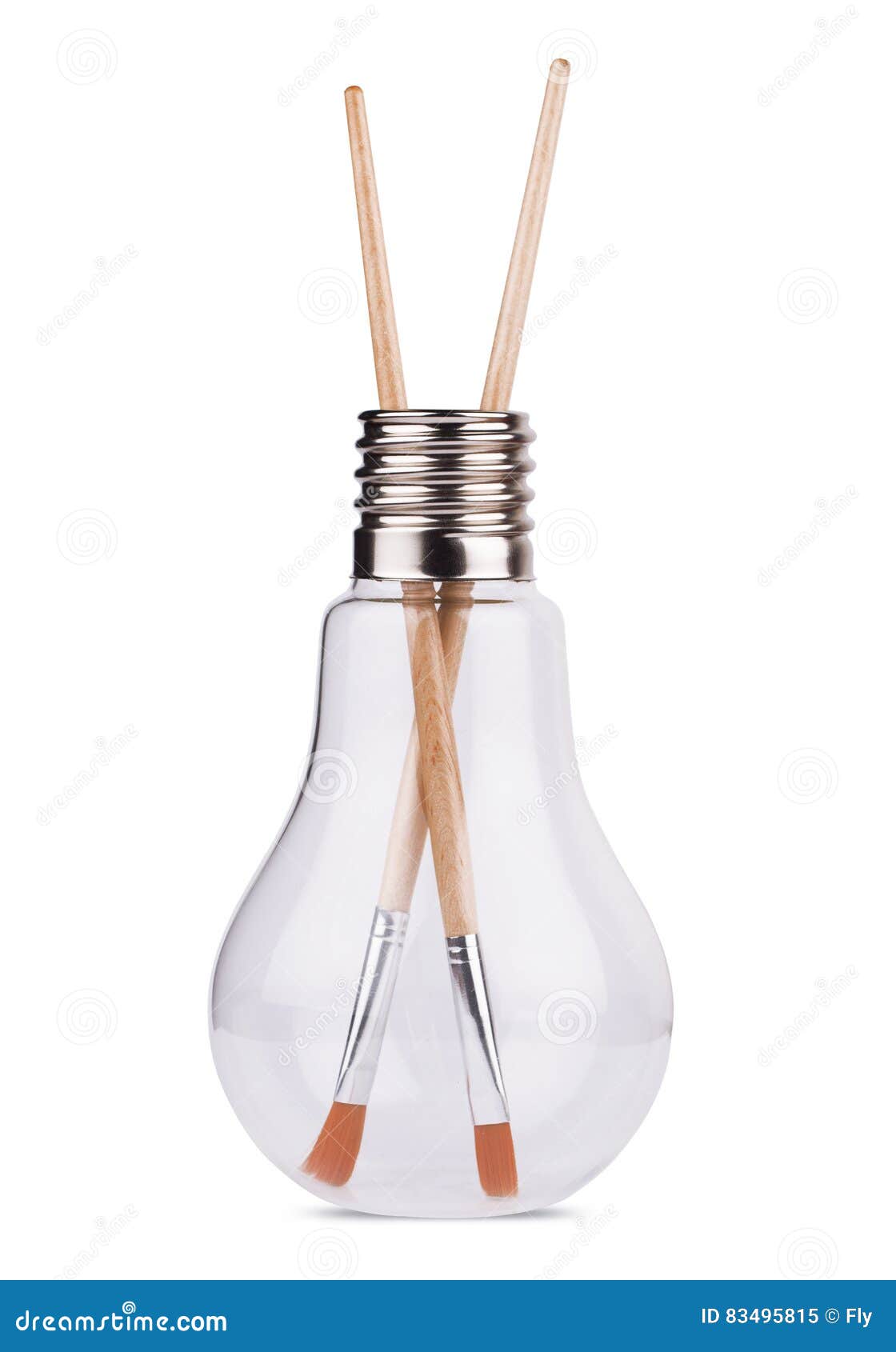 Light Bulb with Two Painting Brushes Inside on White Stock Image ...