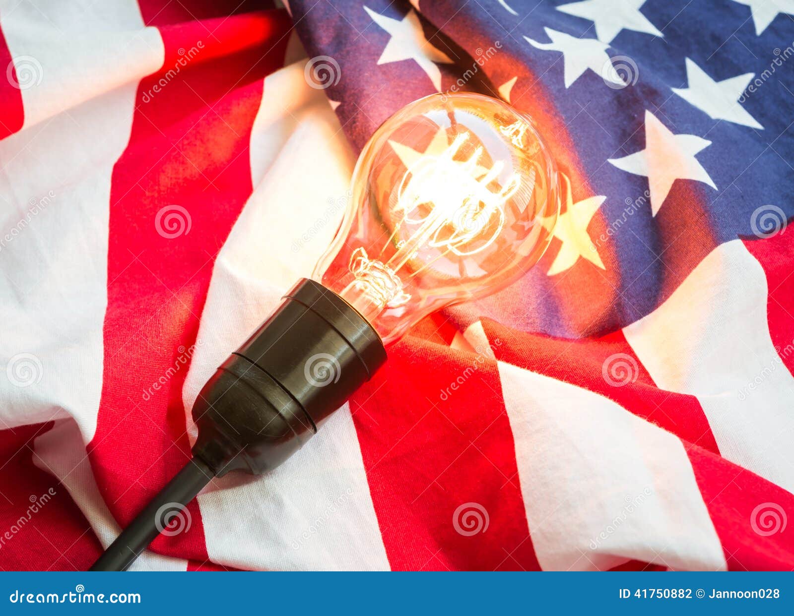 Light Bulb on USA Flag on White Background Stock Photo - Image of color ...