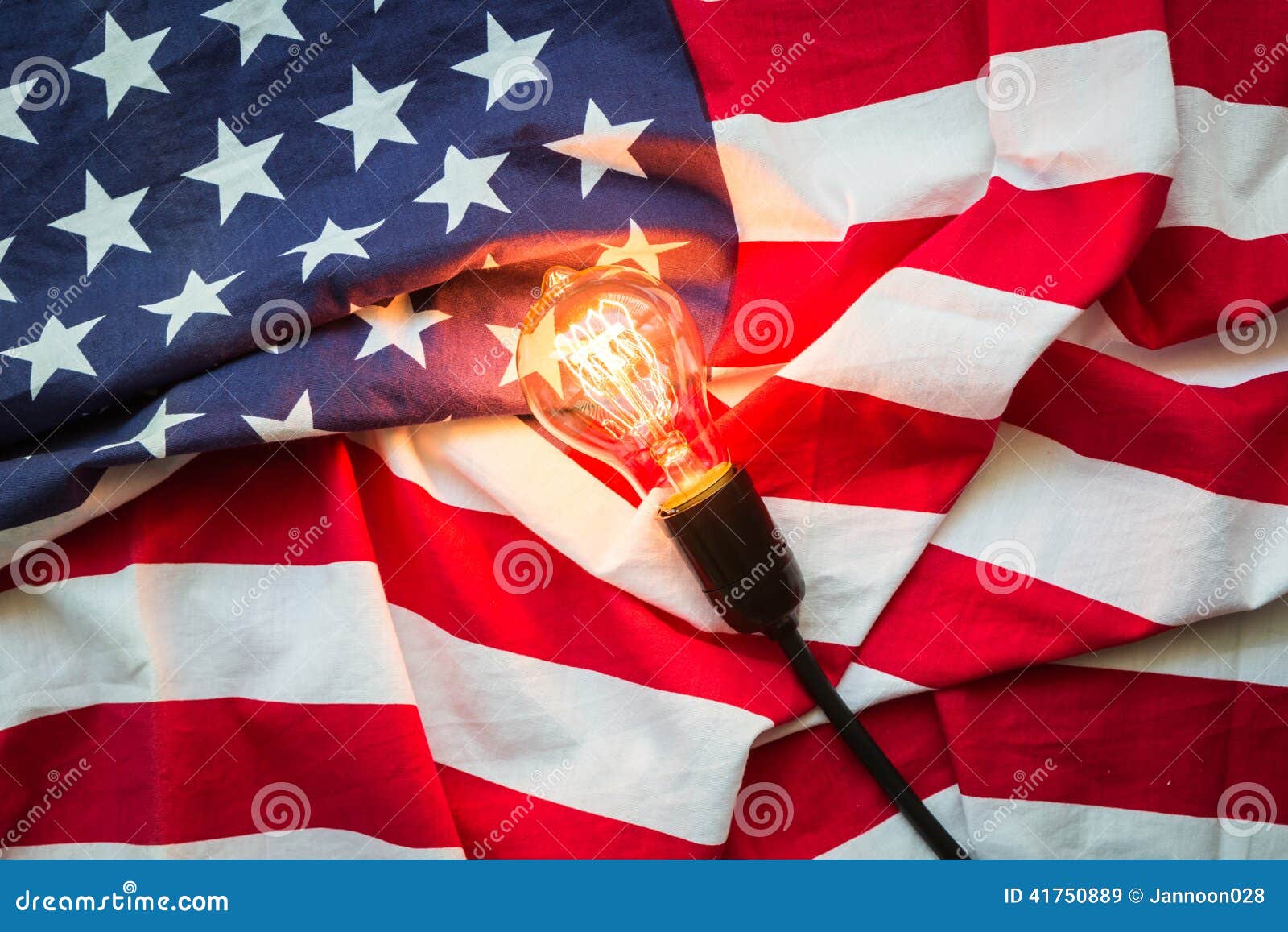 Light Bulb on USA Flag on White Background Stock Image - Image of plain ...