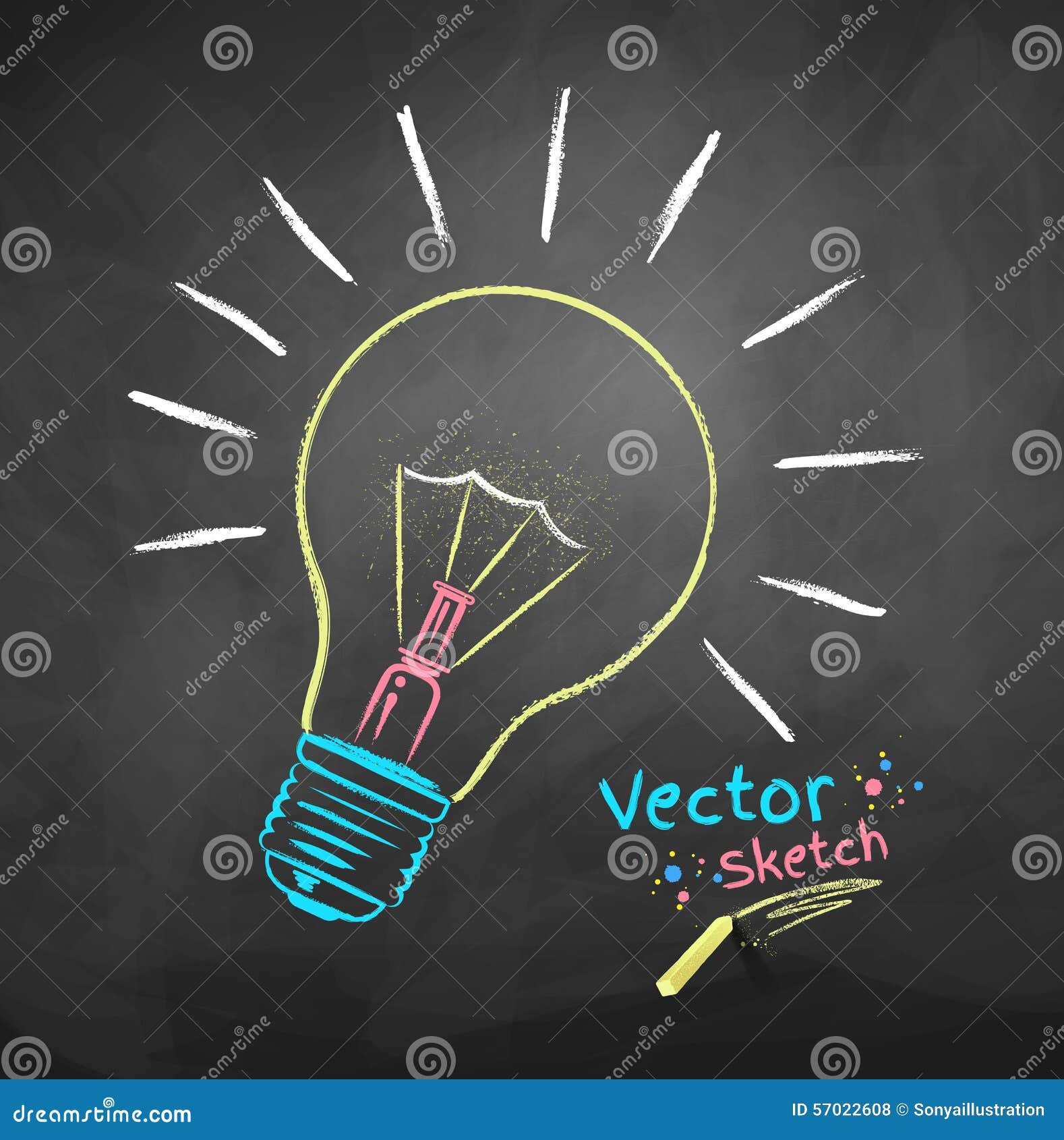 Light bulb stock vector. Illustration of color, chalk - 57022608