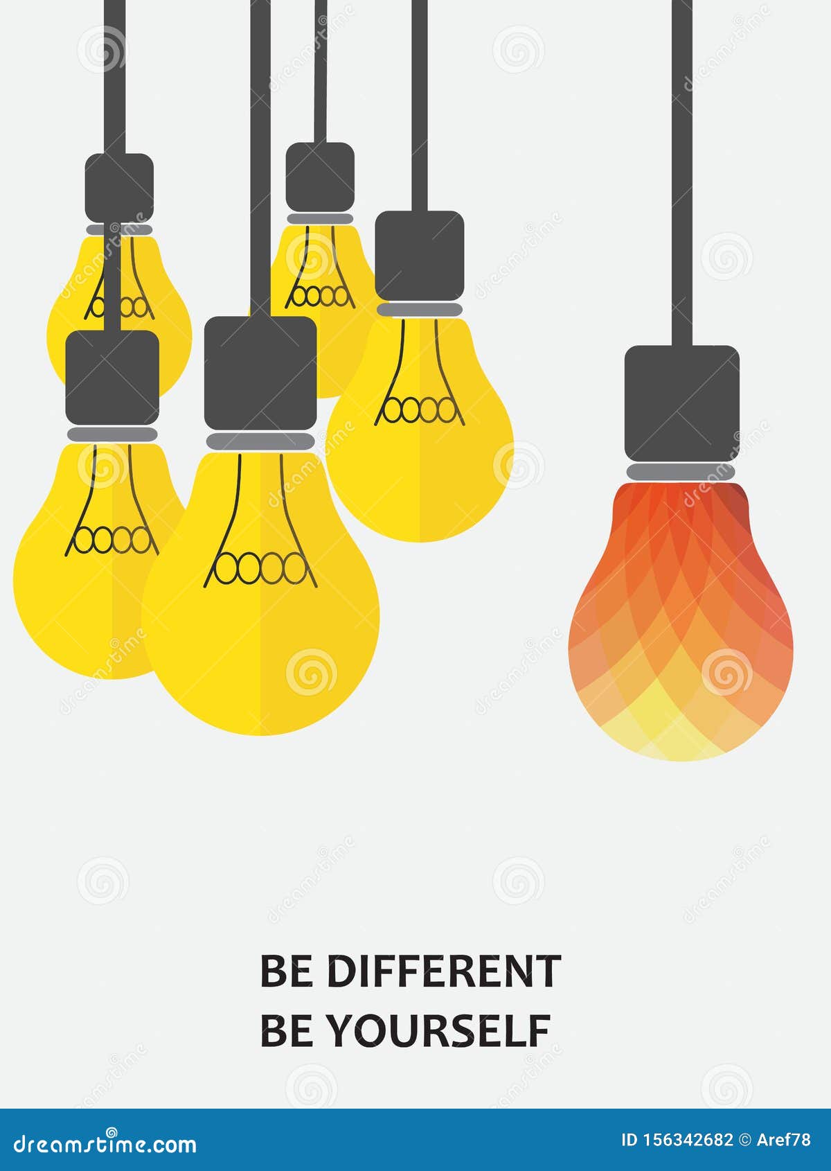 Light Bulb Vector Illustration - Be Different Be Yourself Concept Stock ...