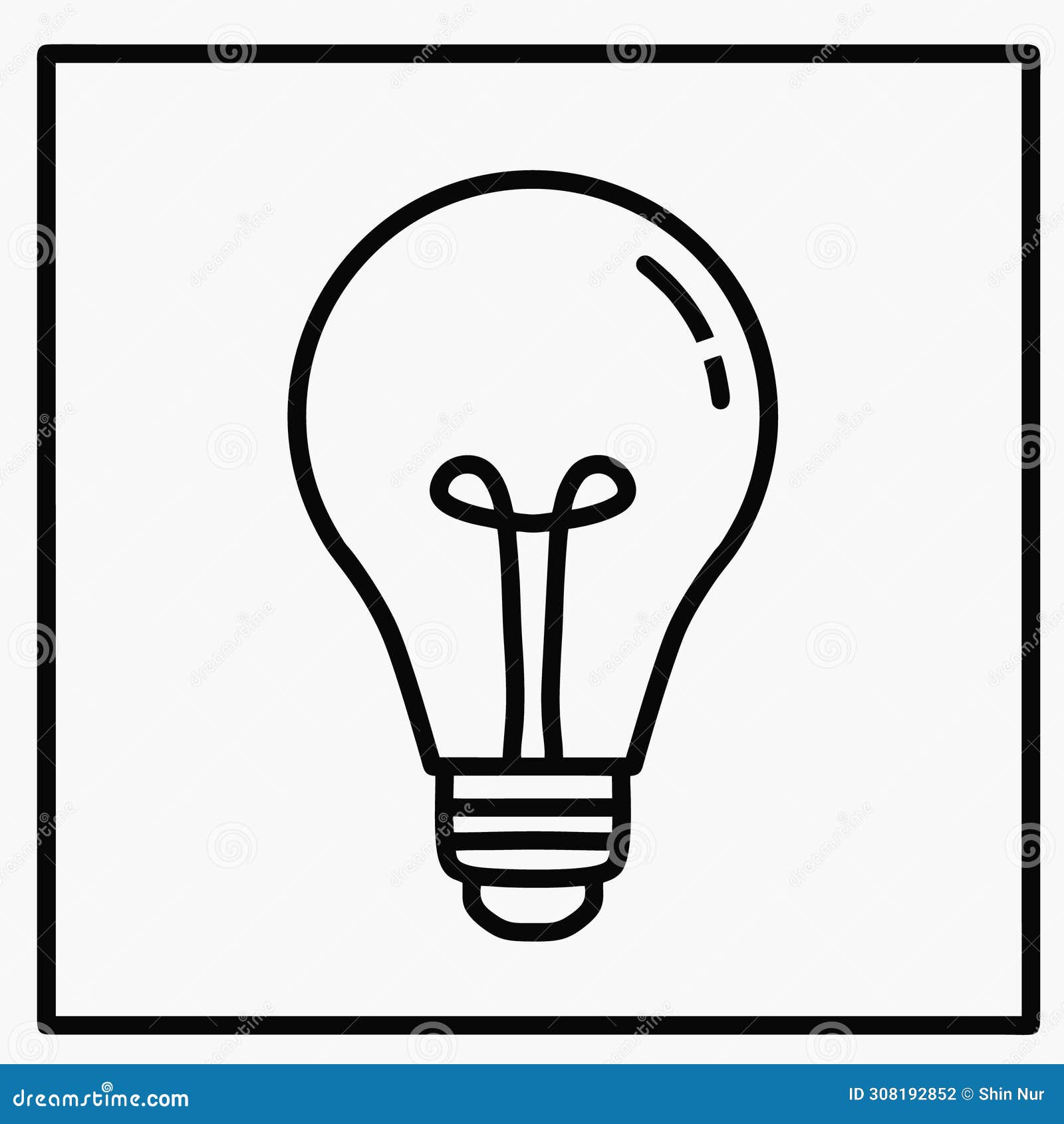 Light Bulb Vector Illustration Isolated on White Background. Thin Line ...