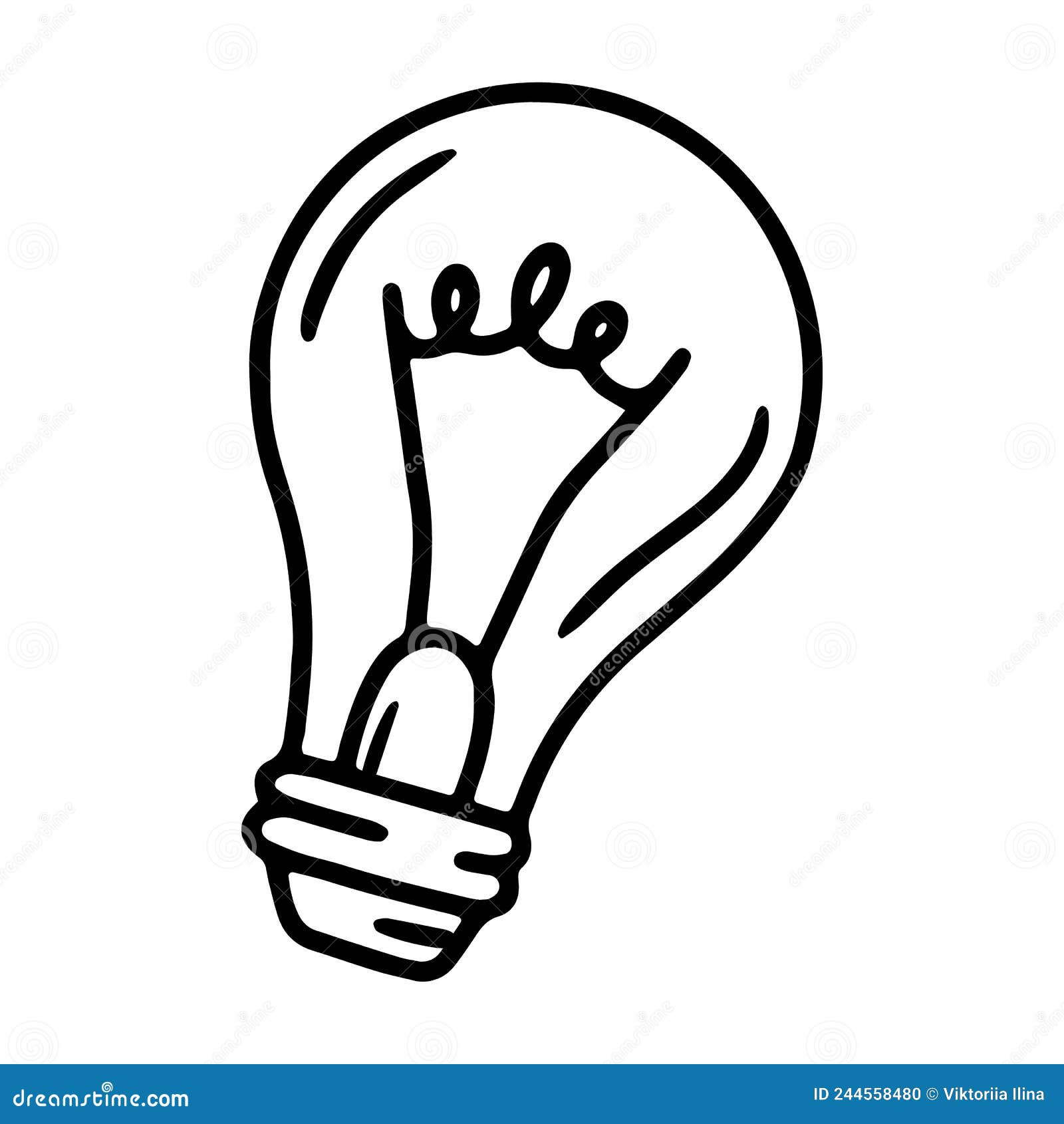 The Light Bulb Vector Isolated Linear Icon in Doodle Sketch Style Stock ...