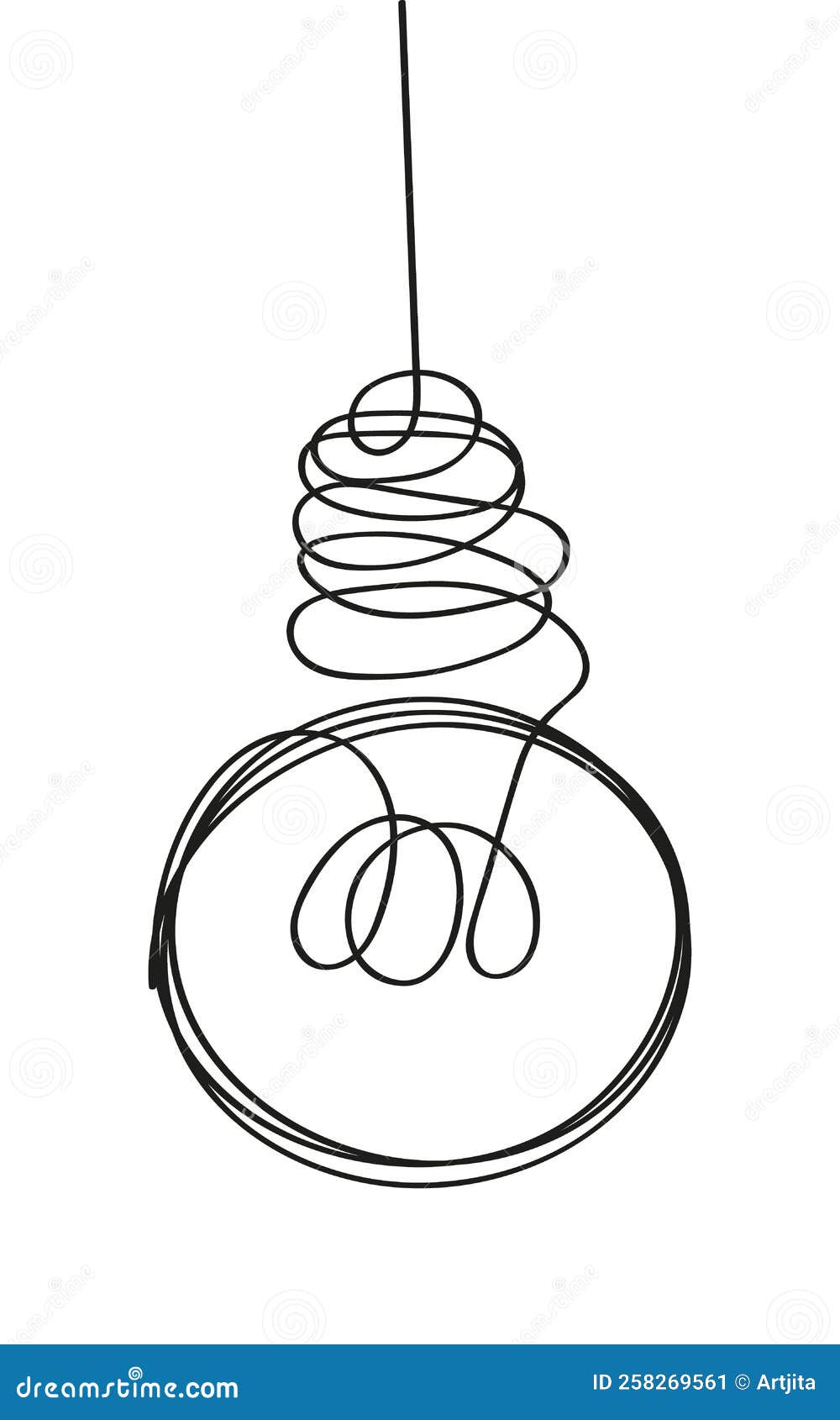 Light Bulb Vector in Line, Dodle Style. Brainstorming Vector Concept ...