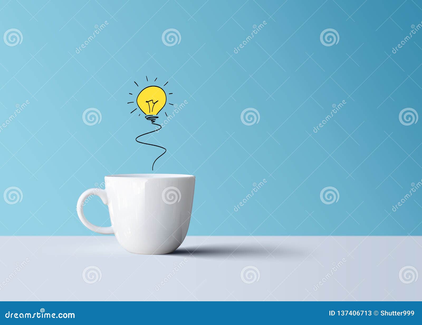 Light Bulb in White Coffee Mug, Creative Stock Image - Image of ...