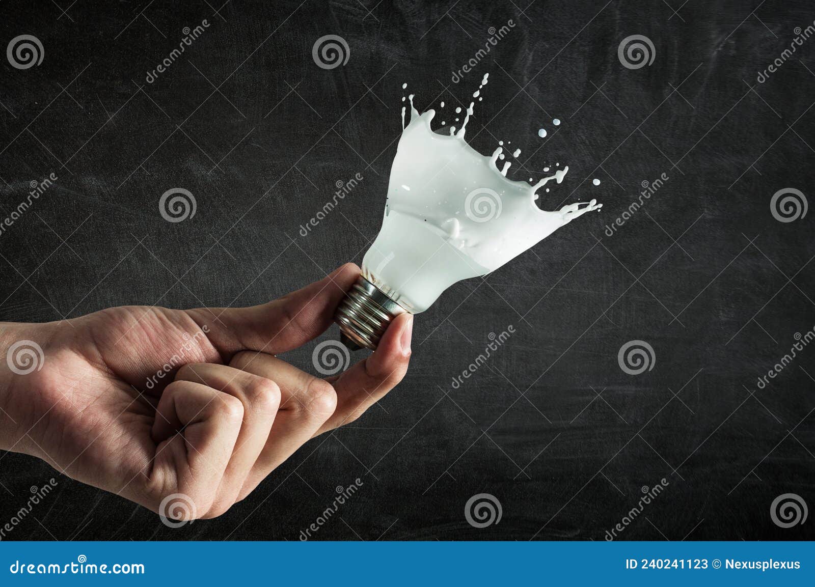 Light Bulb with White Glass Splash Stock Image - Image of motion, light ...