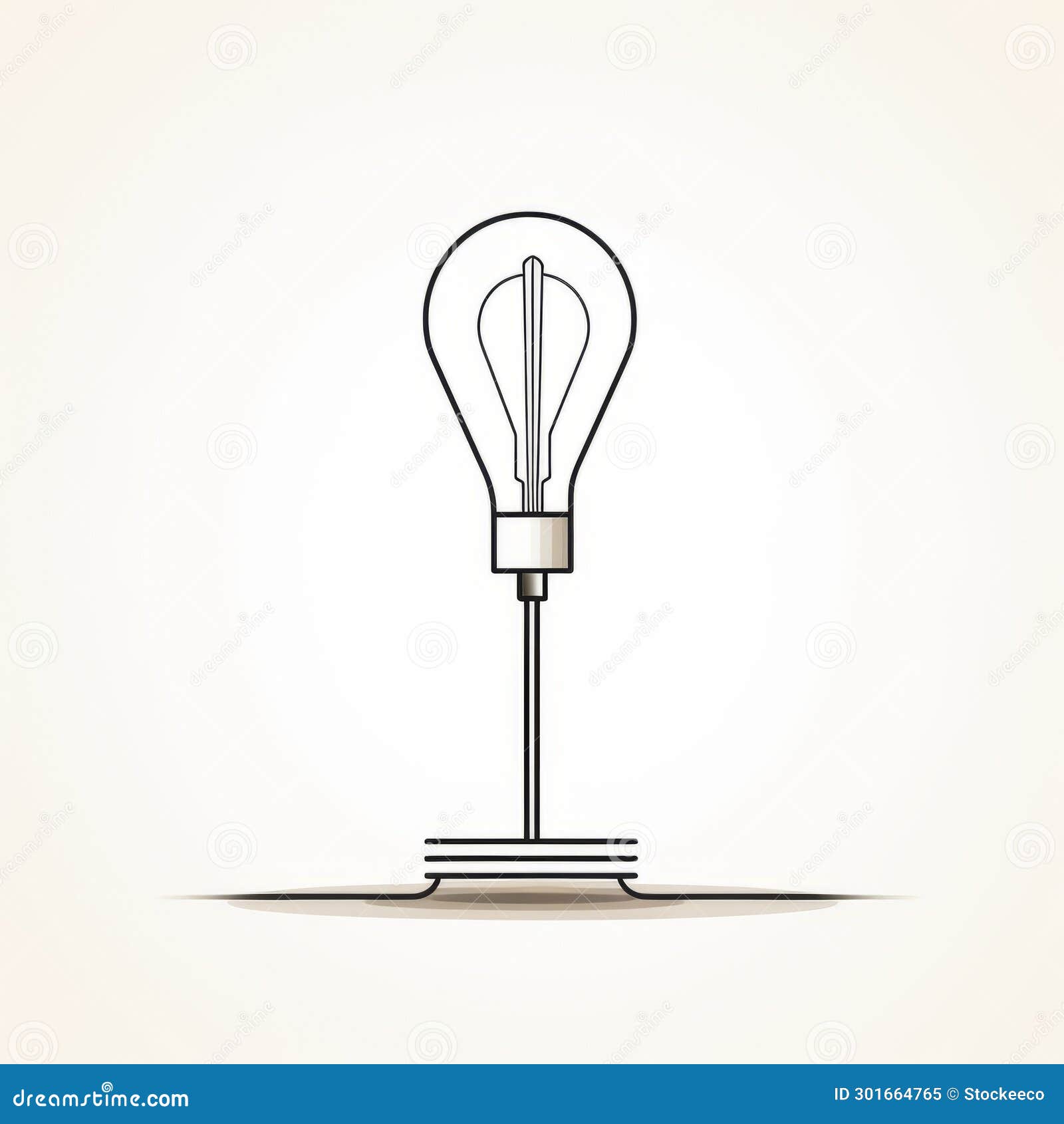 Simplistic Ink Drawing of Light Bulb in Lamp Frame Vector Illustration ...