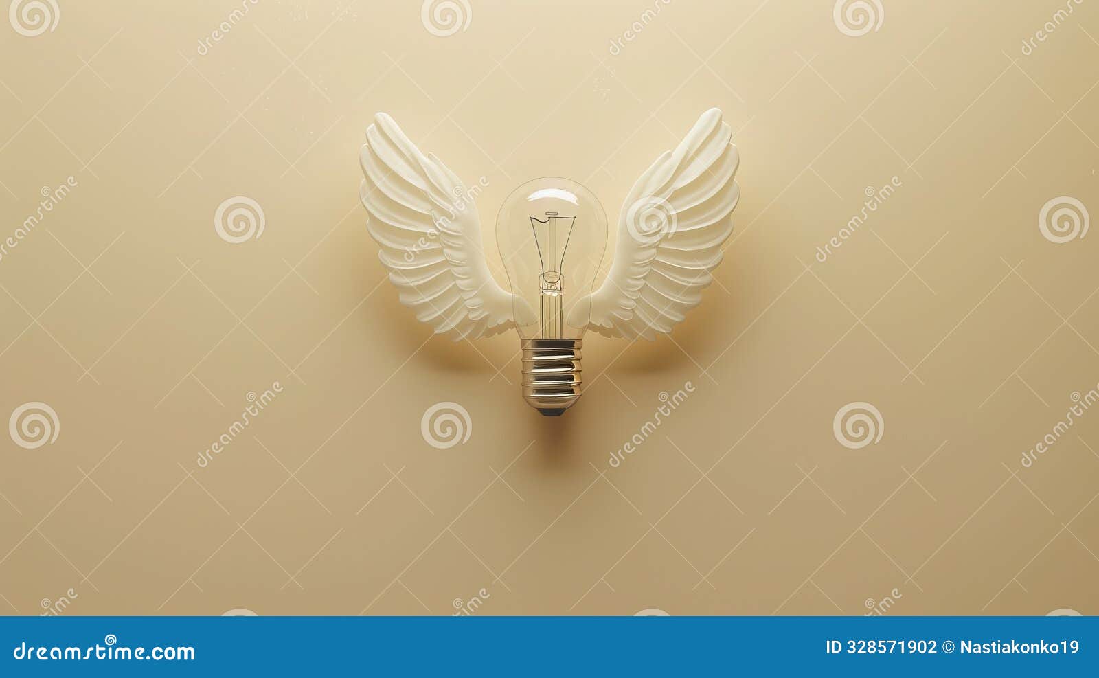 Light Bulb with Wings on Beige Background, Concept of Creative Ideas ...