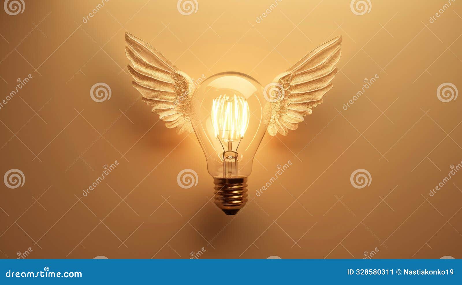 Light Bulb with Wings on Beige Background, Innovation and Creativity ...