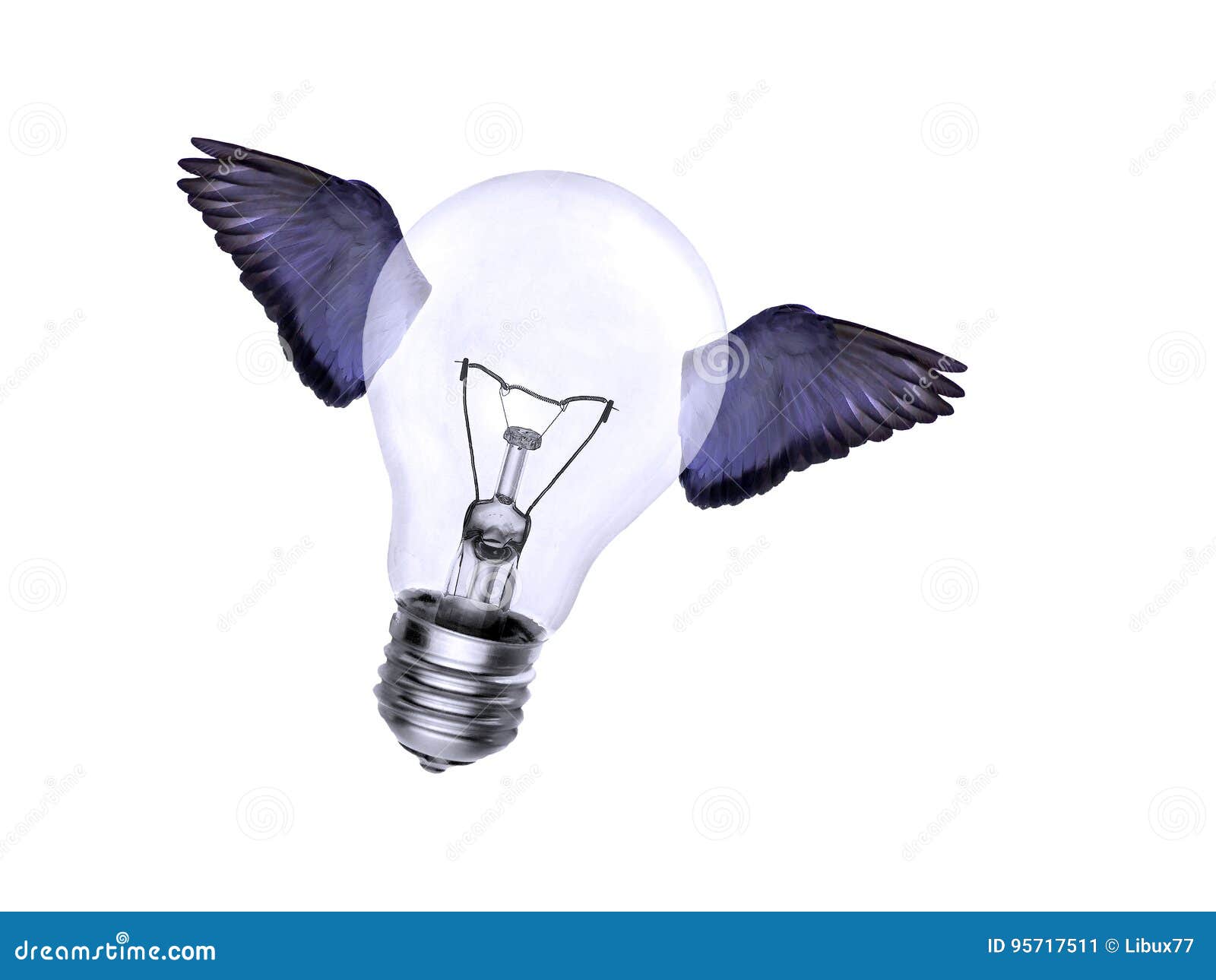 Light Bulb Wings Flying Isolated Stock Image - Image of growth, inspire ...