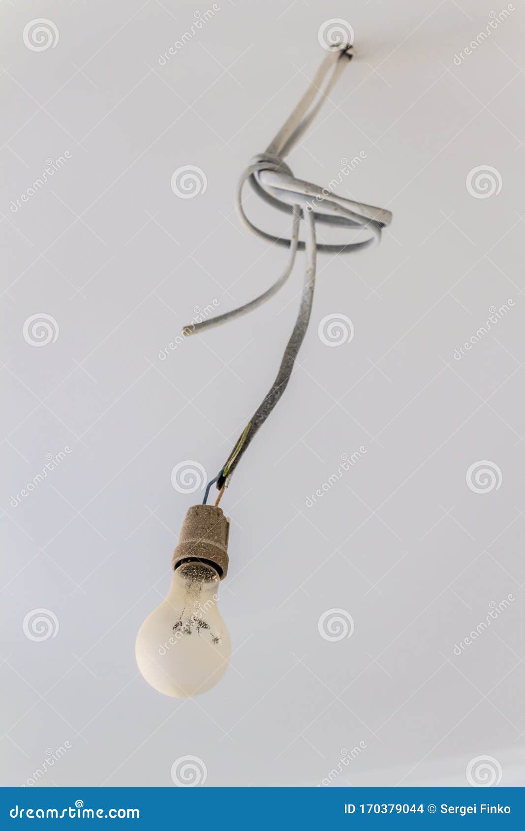 Light bulb on the wire stock photo. Image of energy - 170379044