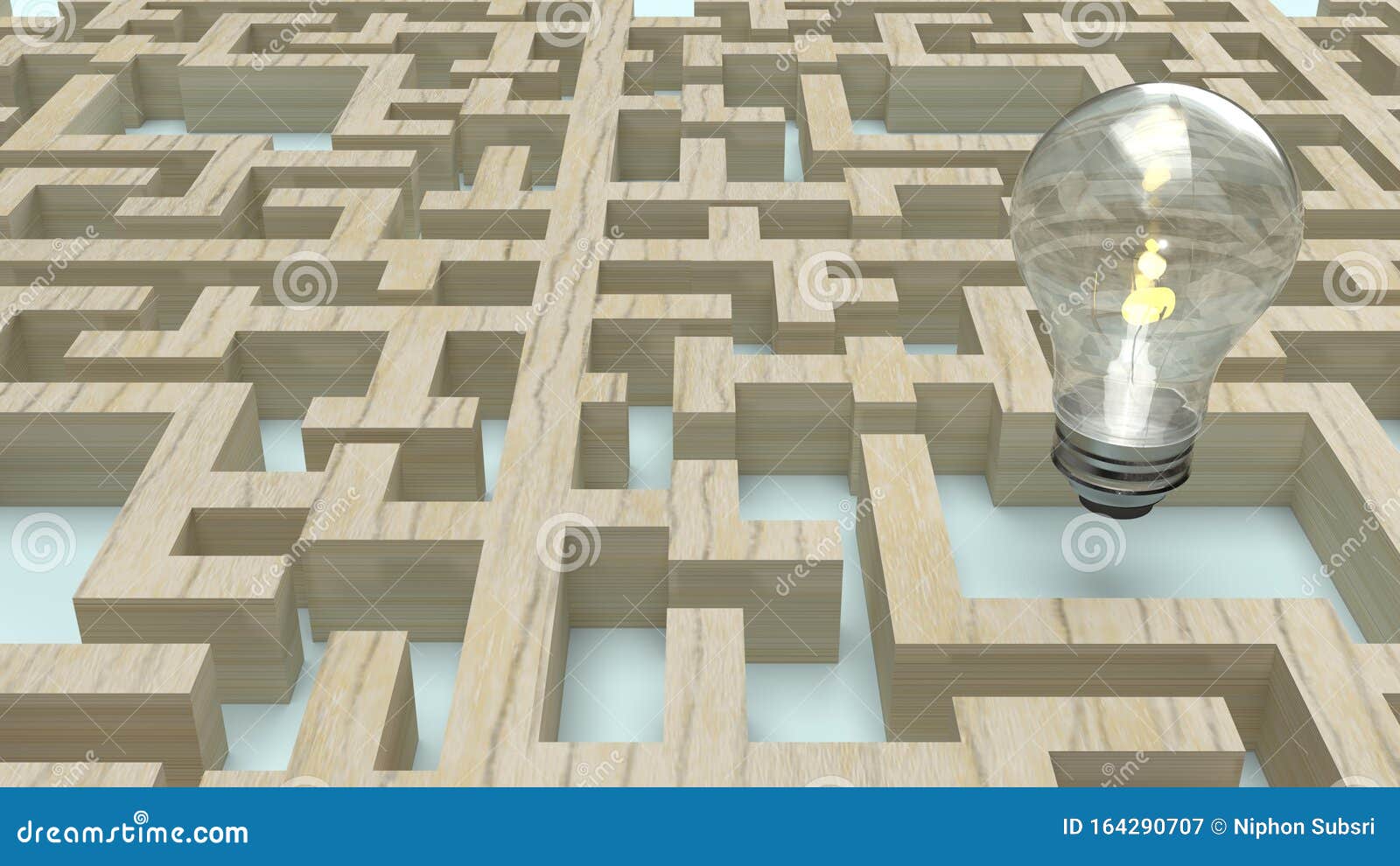 Light Bulb in Wood Maze for Idea Content 3d Rendering Stock ...