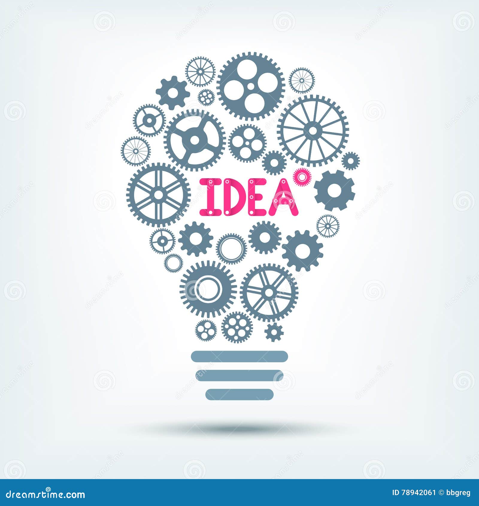 Light Bulb with Word and Gears Inside. Vector Illustration. Stock ...