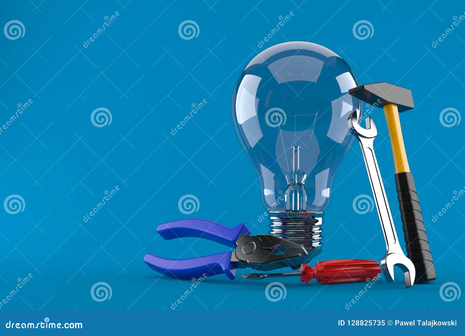 Light bulb with work tools stock illustration. Illustration of ...