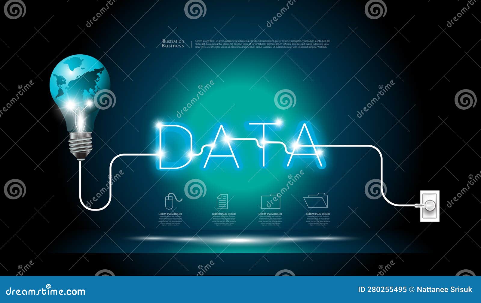 Light Bulb World Data.idea and Concept Think Creativity Modern Design ...