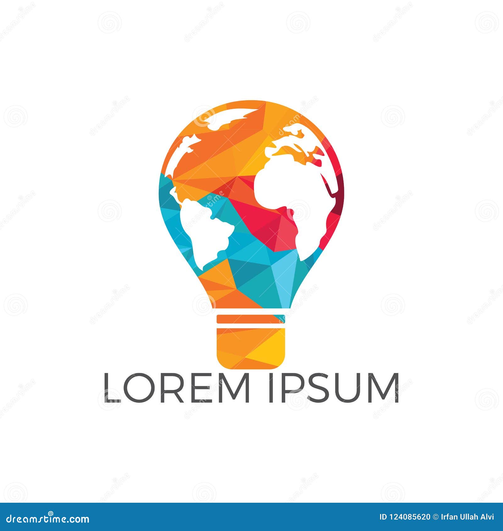 Light Bulb with World Map Logo Design. Stock Vector - Illustration of ...
