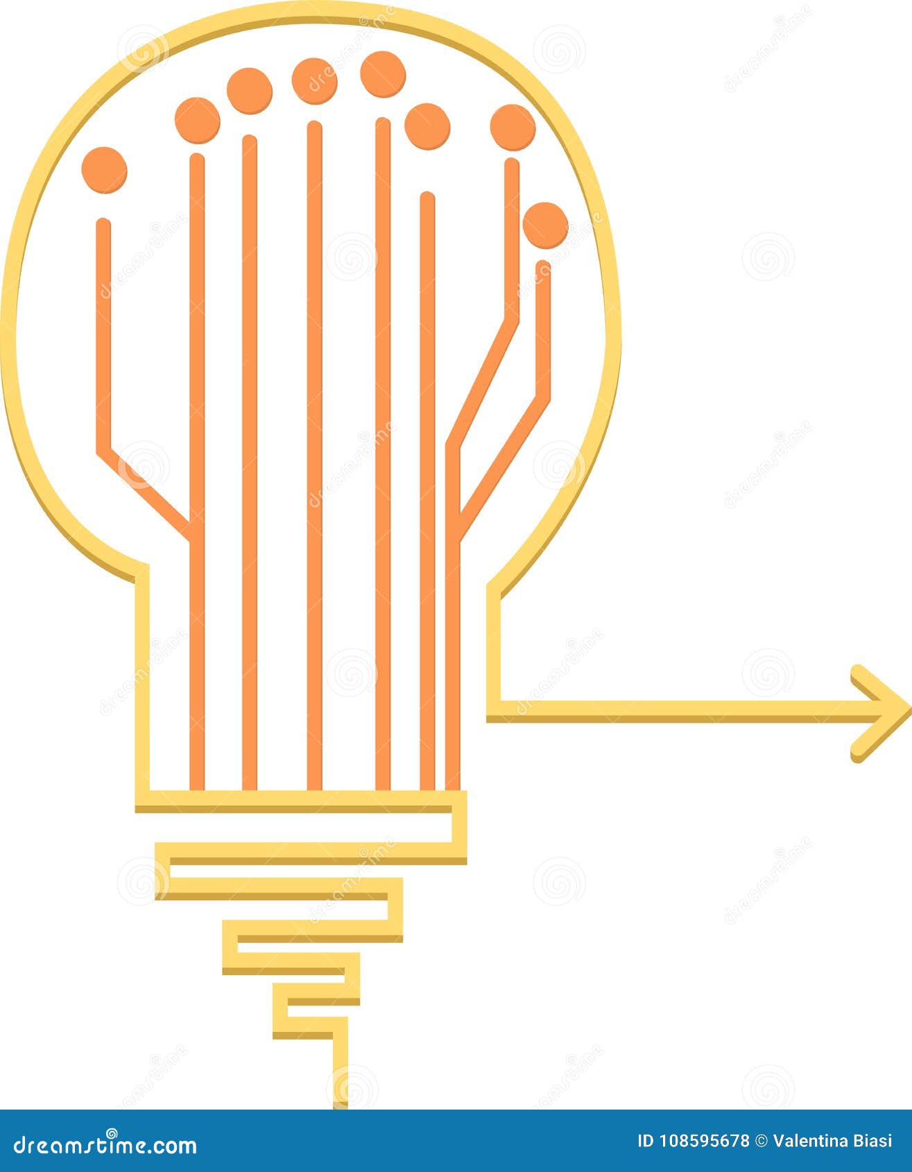 Light Bulb Yellow Circuit with Arrow Stock Vector - Illustration of ...