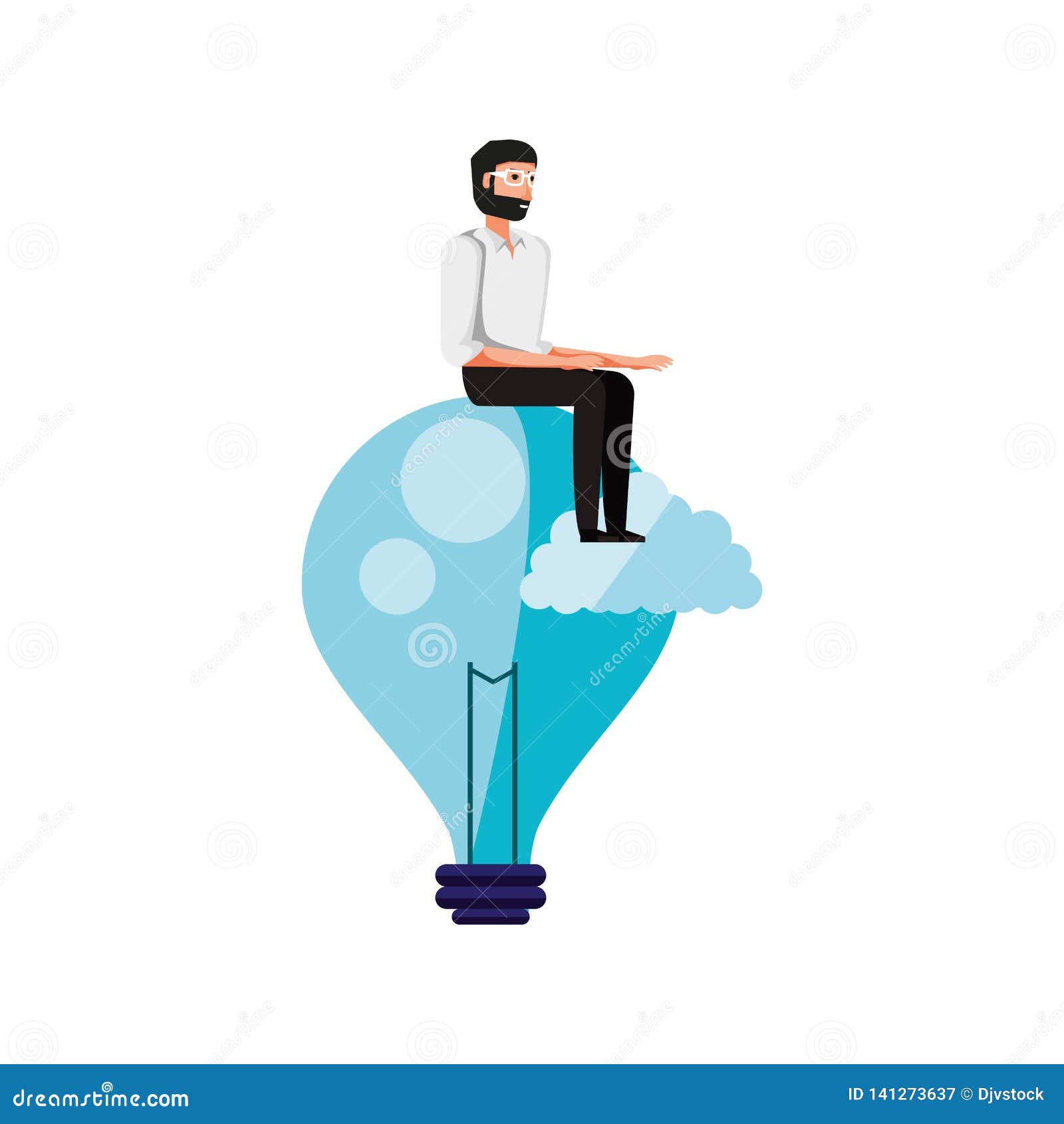 Light bulb with young man stock vector. Illustration of creative ...