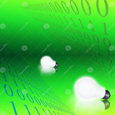 Light Bulbs and Binary Code Stock Illustration - Illustration of mind ...