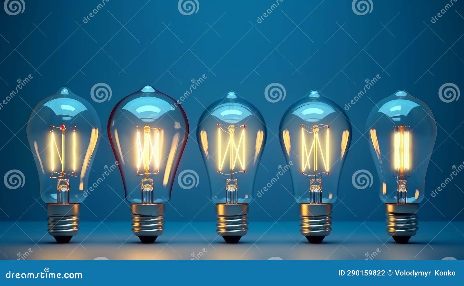 Light Bulbs on Blue Background, Ideas, Genius, Illuminated Ideas ...