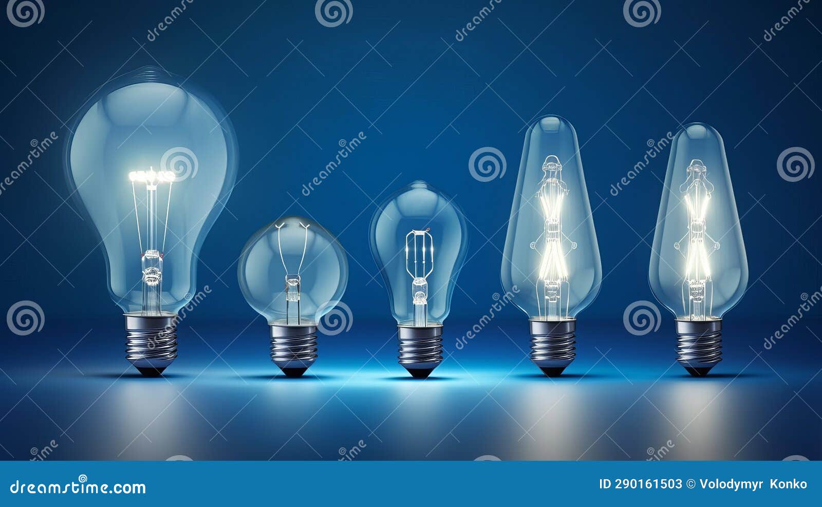 Light Bulbs on Blue Background, Ideas, Genius, Illuminated Ideas ...