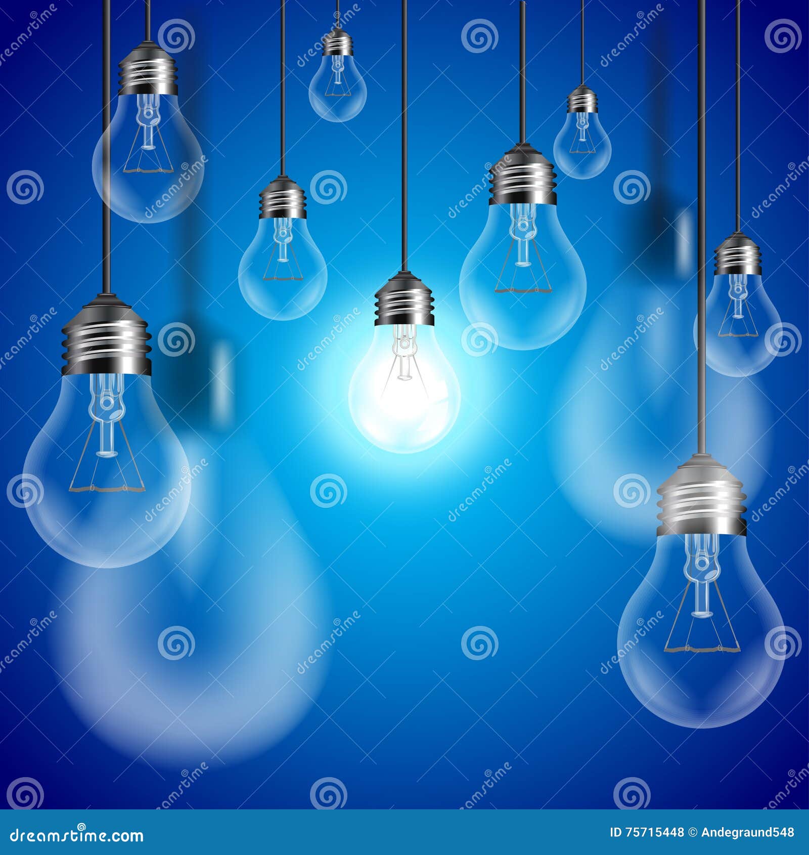 Light Bulbs on Blue Background Vector Stock Vector - Illustration of ...