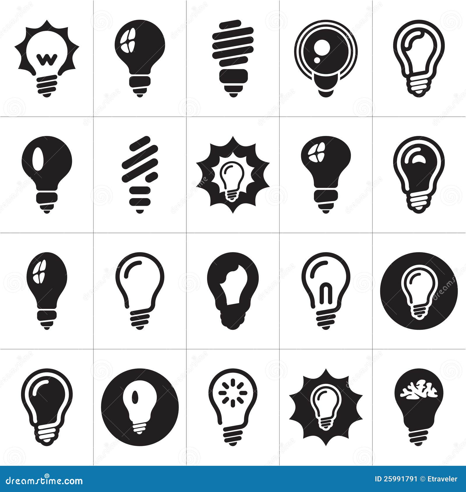 Light bulbs. Bulb icon set stock vector. Illustration of inspiration ...