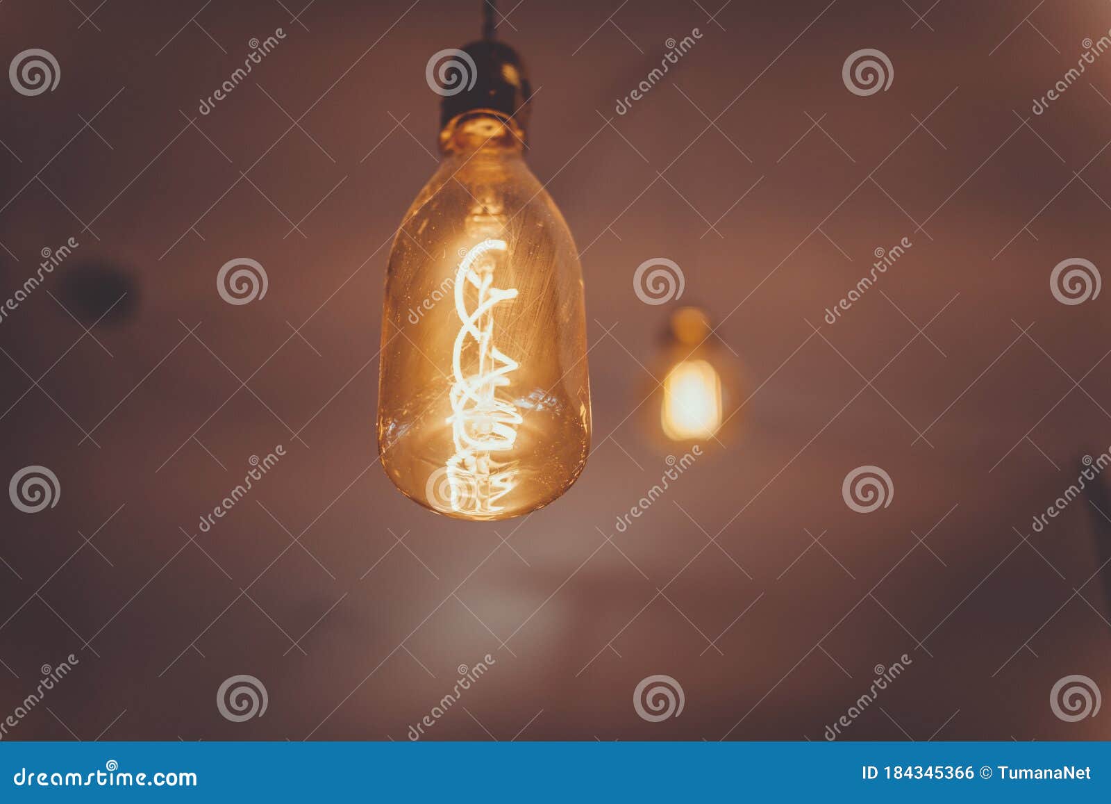 Light Bulbs on the Ceiling in the Bar and Restaurant. Italian Cafe with ...