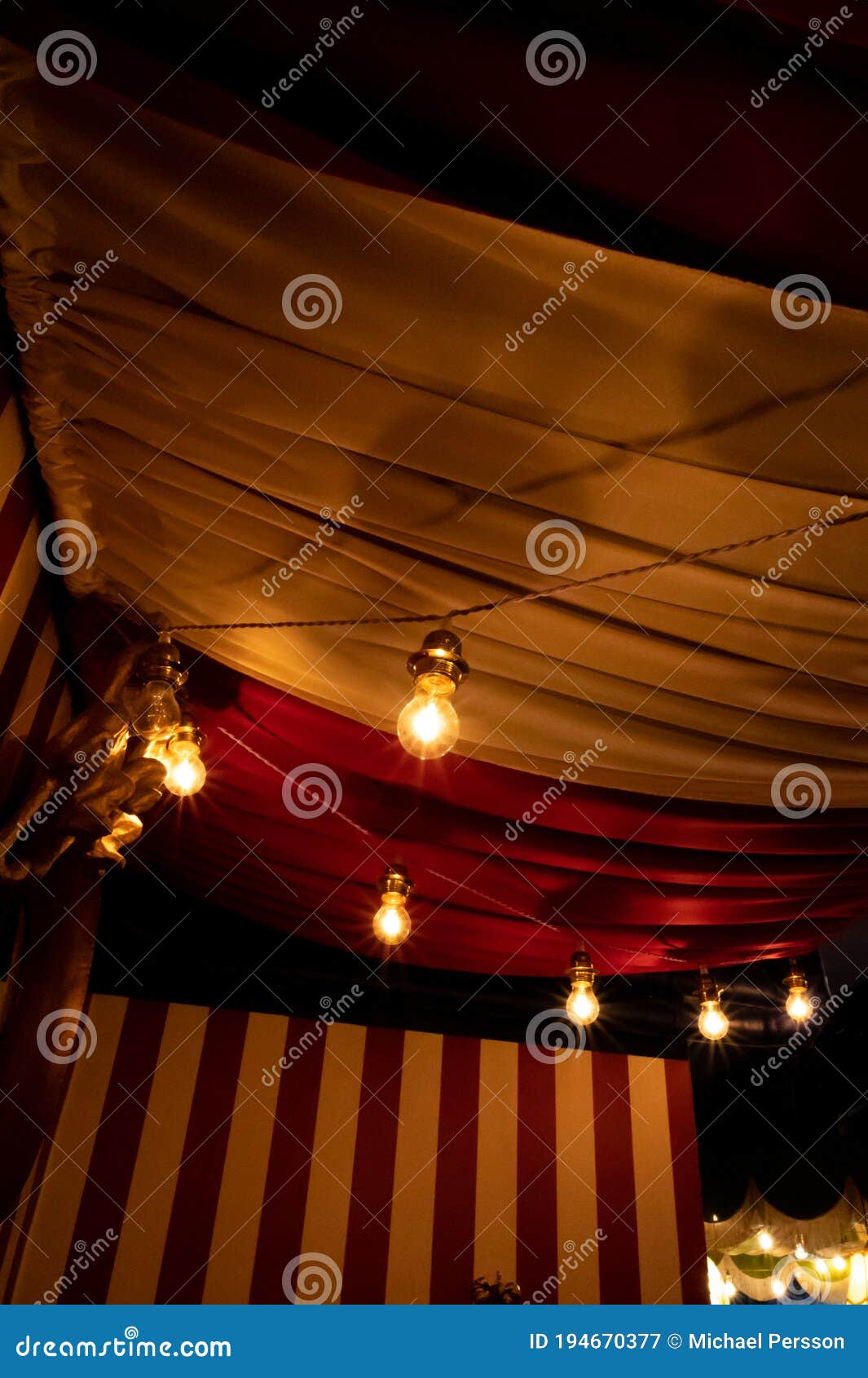 Light Bulbs in a Circus Tent Like Setting Stock Image - Image of event ...