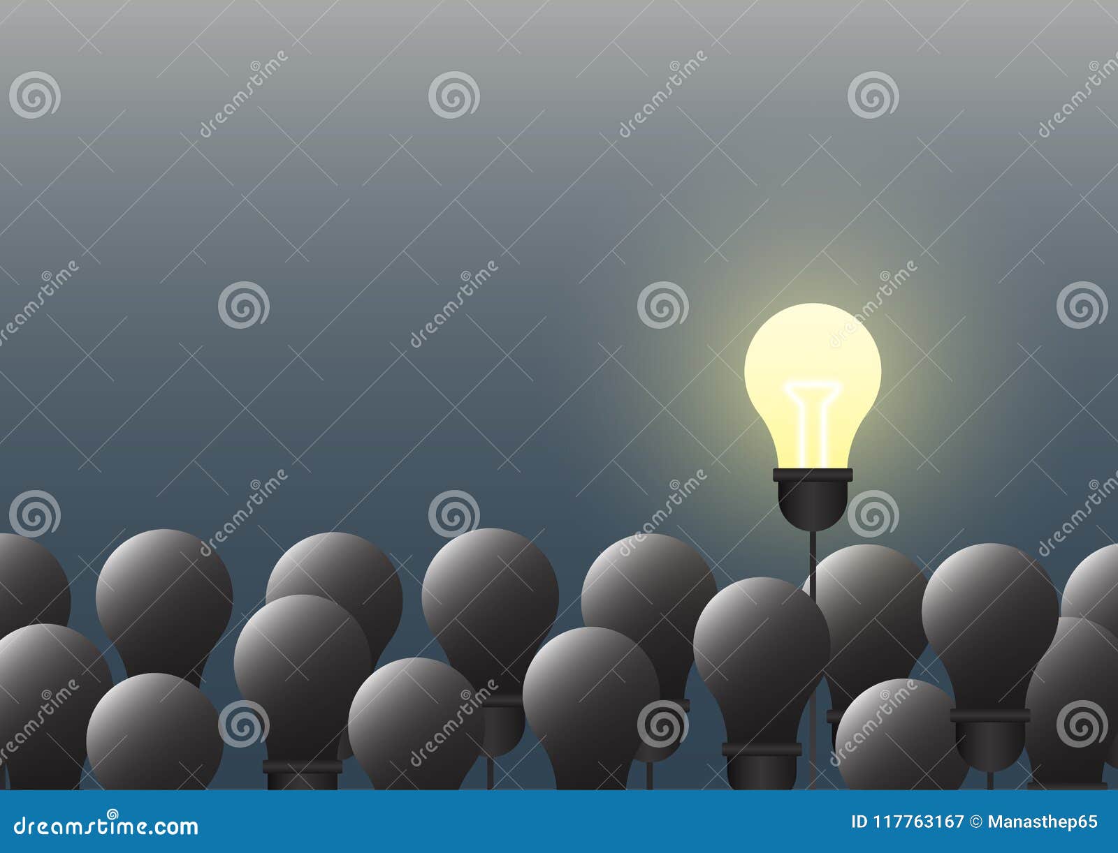 Light Bulbs with Creative Ideas Teamwork and Leadership Concept. Stock ...