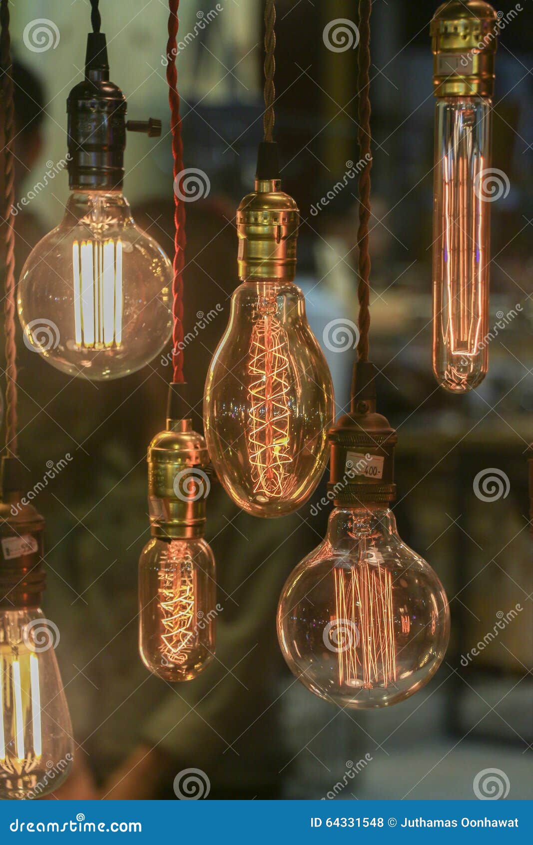 Light Bulbs Decoration (Front Focus) Stock Photo - Image of gold ...