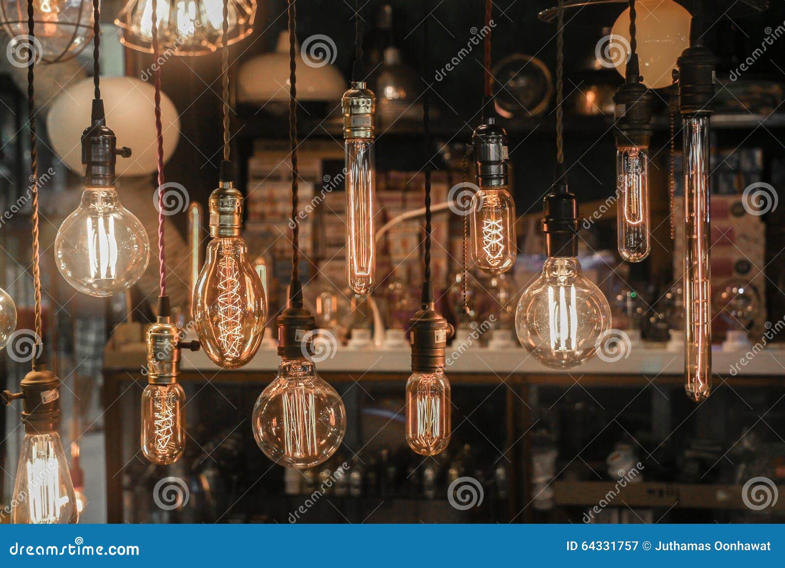 Light Bulbs Decoration (Front Focus) Stock Image - Image of dark ...
