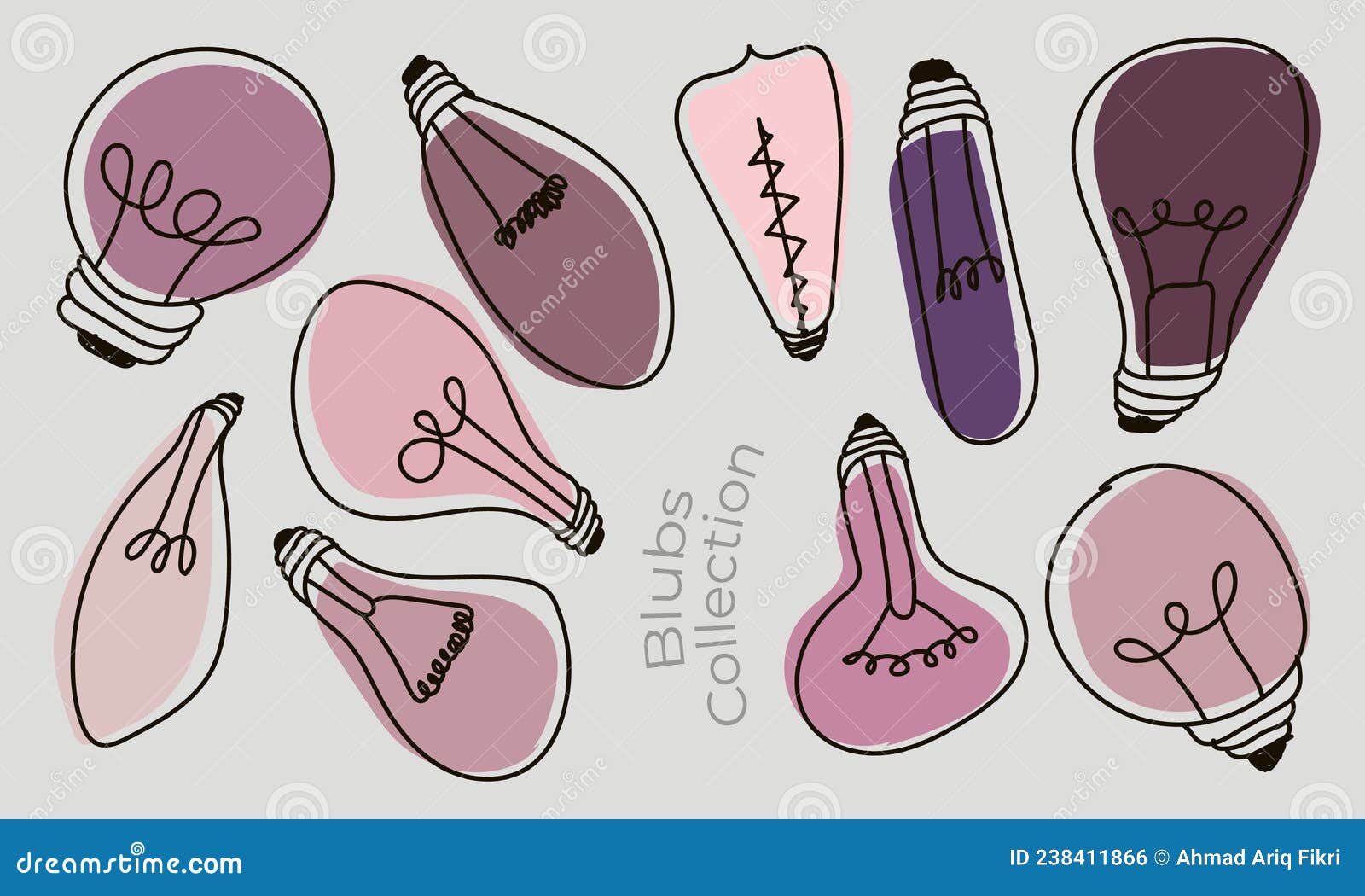 Light Bulbs Doodle. Colorful Light Blubs Icon Set. Creative Light Bulbs ...