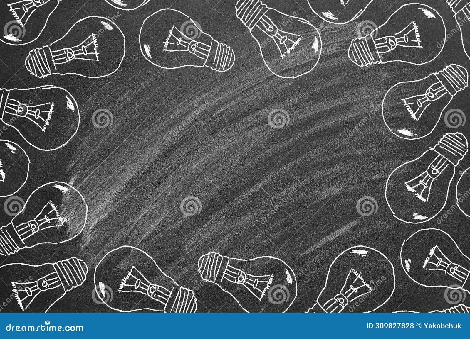 Light Bulbs Drawn with Chalk on a Blackboard Stock Photo - Image of ...