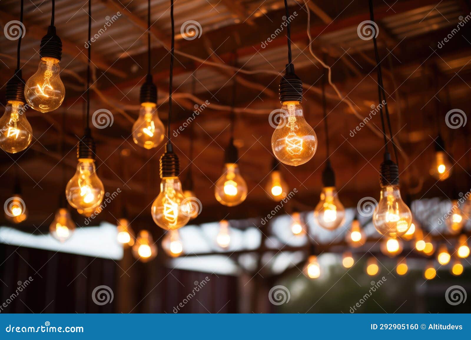 Light Bulbs Hanging on a Party Venue Stock Photo - Image of event ...