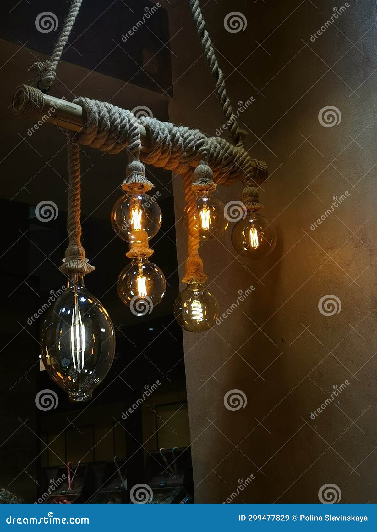 Light Bulbs Hanging on a Rope Stock Image - Image of light, rope: 299477829