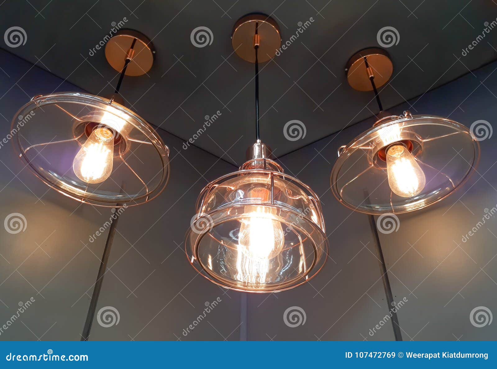 Light Bulbs Hung from the Ceiling Stock Image - Image of edison ...