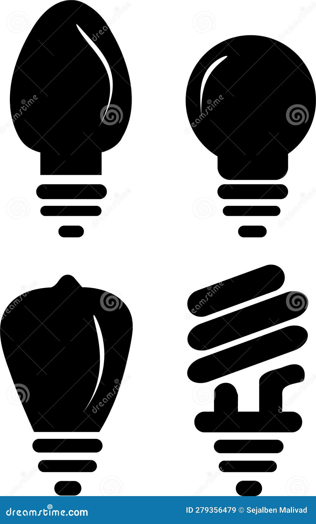 Light Bulbs Icons Set on White Background. Vector 2 Stock Vector ...