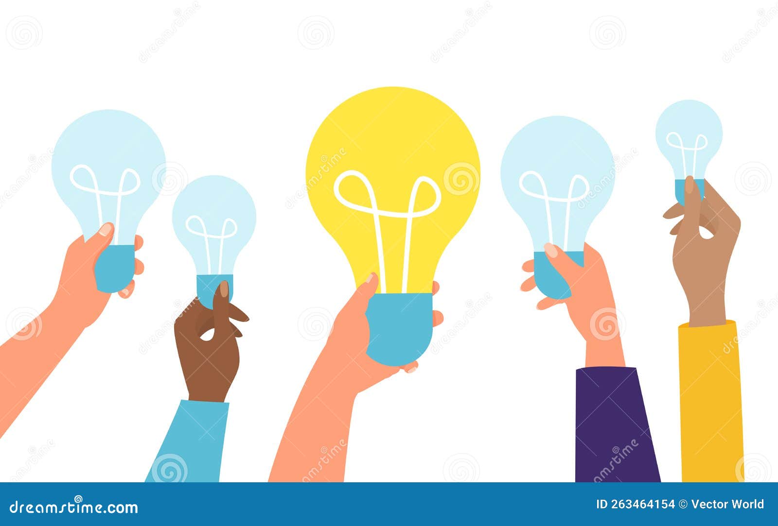 Light Bulbs Idea in Hand, Vector Illustration, Flat Person Group Hold ...