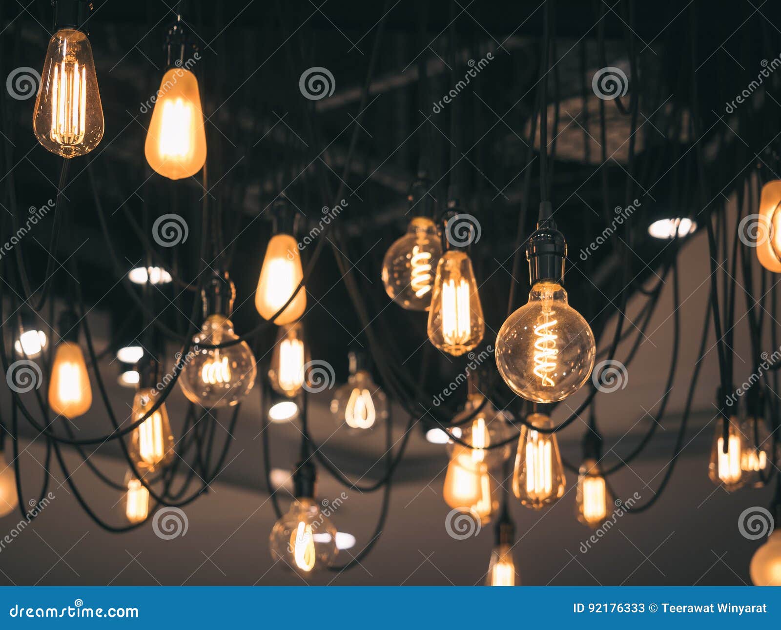 Light Bulbs Interior Decoration Vintage Style Stock Image - Image of ...