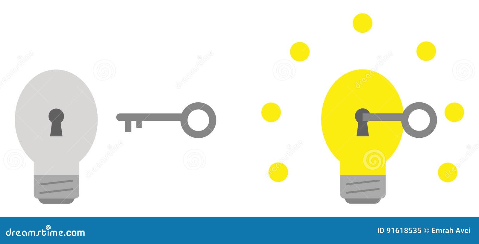 Light Bulbs with Keyholes and Keys Stock Vector - Illustration of ...