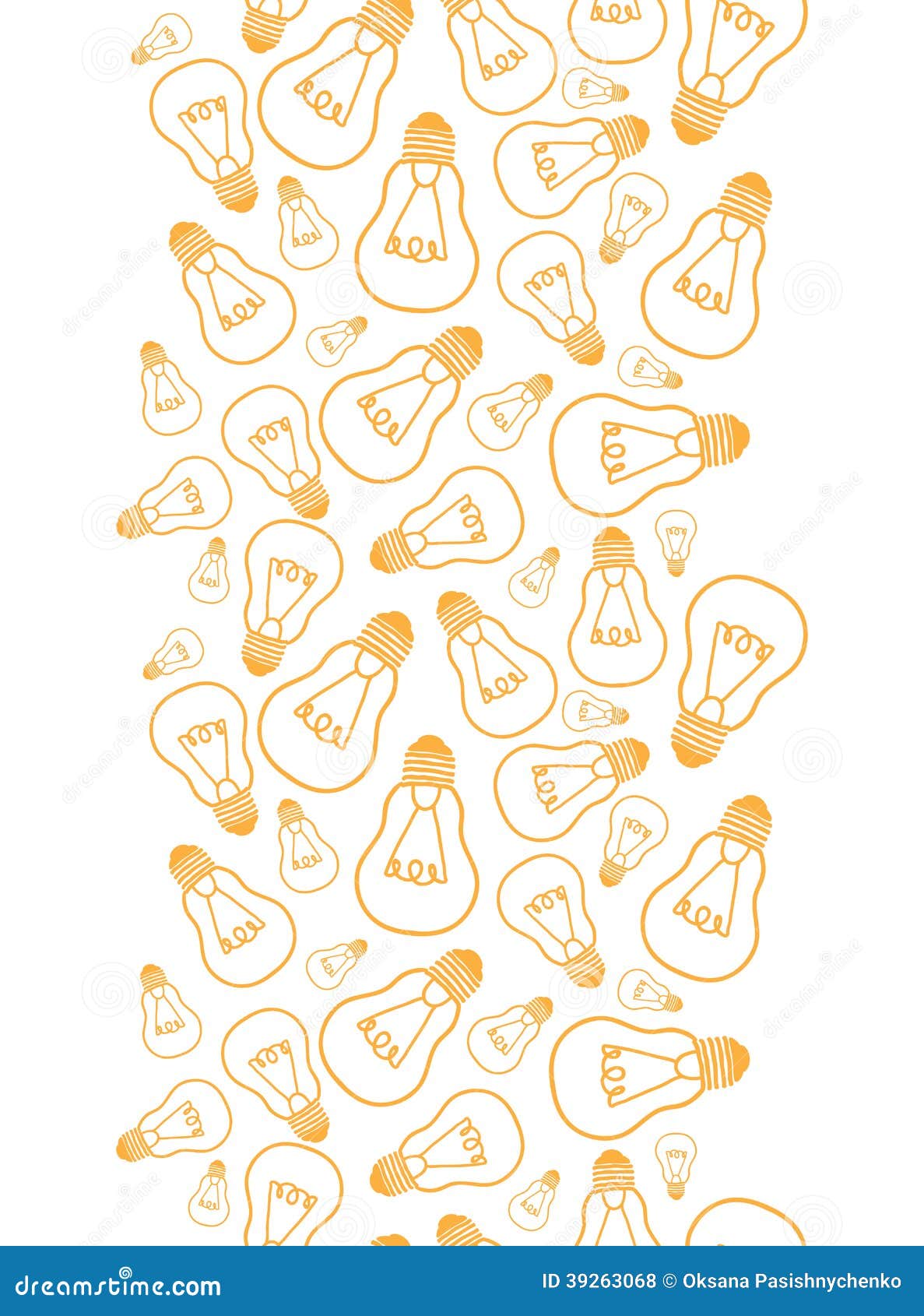 Light Bulbs Line Art Vertical Seamless Pattern Background Border Vector ...