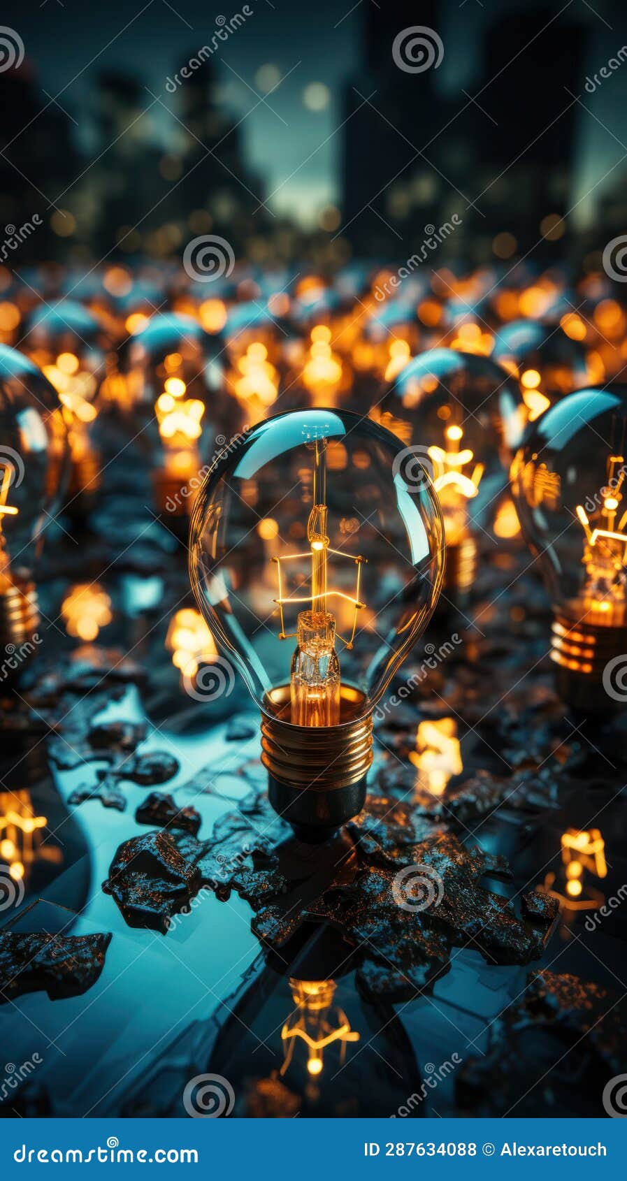 Light Bulbs on a Modern Background Filled with Wires . Stock Photo ...