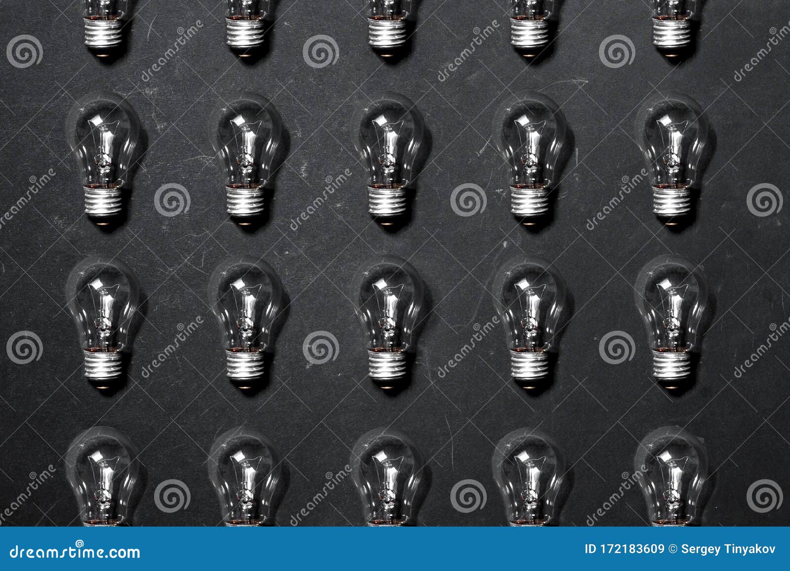 Light Bulbs Pattern on Gray Background,, Top View. Creative Design Idea ...
