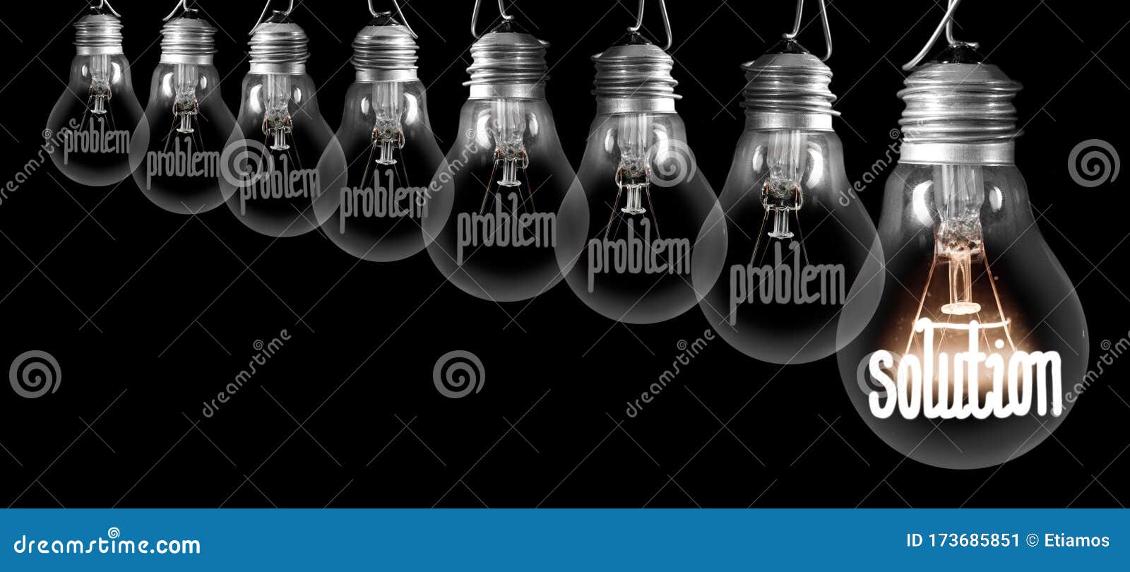 Light Bulbs with Problem and Solution Concept Stock Illustration ...
