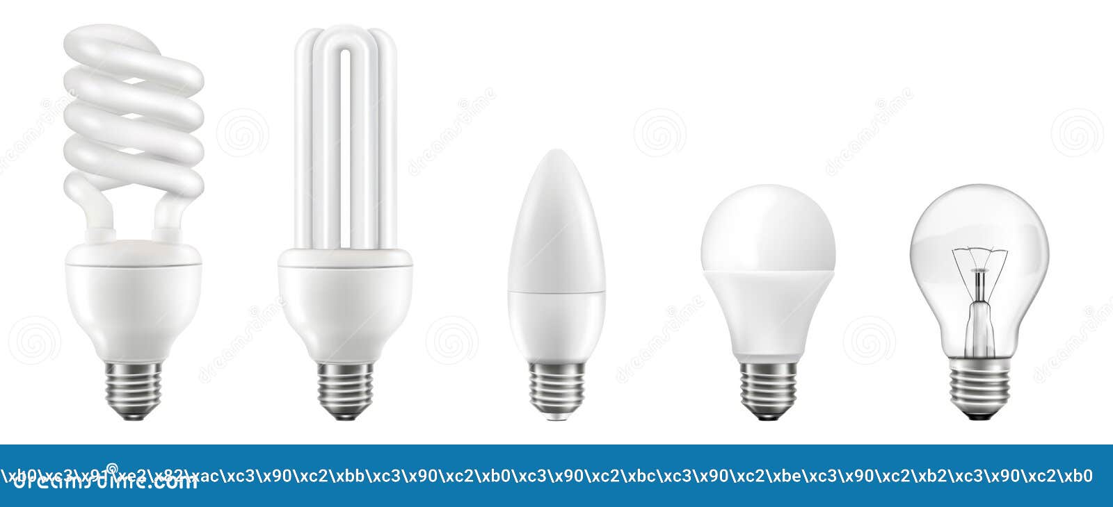 Light Bulbs Realistic 3D Vector Illustrations Set. Different Lightbulb ...